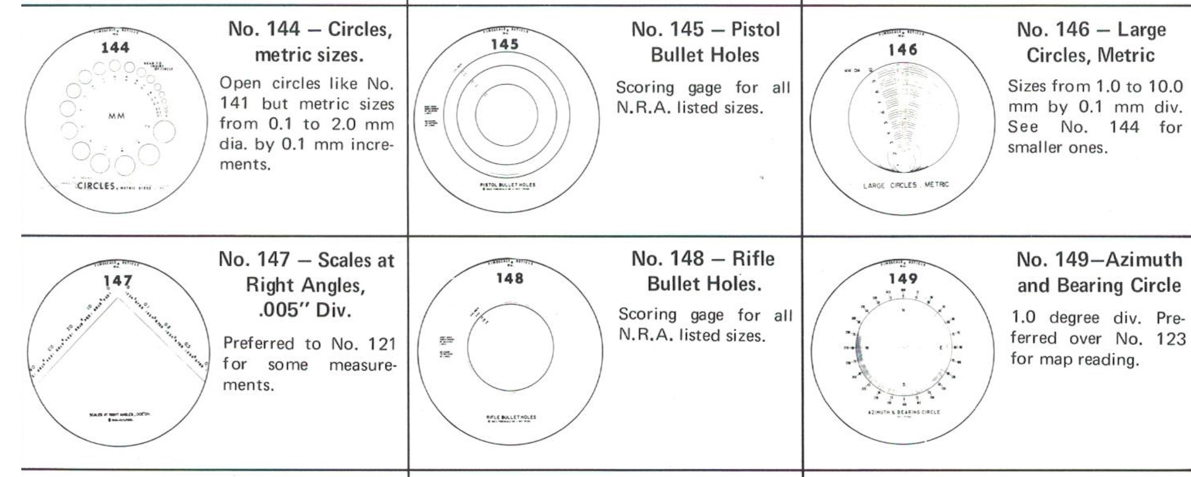 Finescale ® Magnifying Comparator Reticles